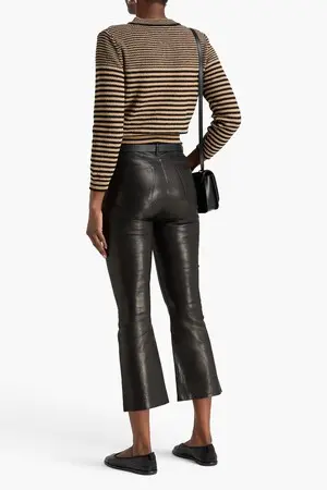 FRAME Leather Bootcut Pants - Black