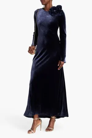 Zimmermann Floral-appliquéd Velvet Maxi Dress