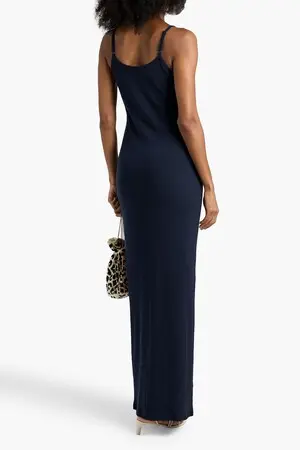 NILI LOTAN Judy Cotton-jersey Maxi Dress - Navy