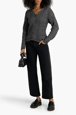 Naadam Cable-knit Wool And Cashmere-blend Cardigan - Anthracite