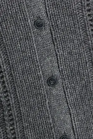 Naadam Cable-knit Wool And Cashmere-blend Cardigan - Anthracite