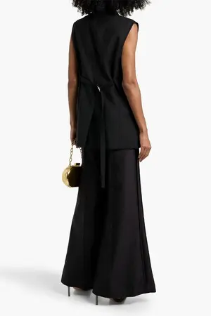 Zimmermann Wool And Silk-blend Duchess Satin Wide-leg Pants