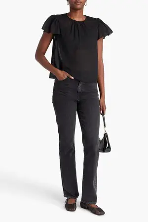 FRAME The Ruler High-rise Straight-leg Jeans - Dark Gray