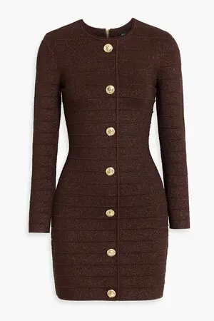 Women's Brown Button-Embellished Dresses