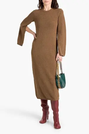 Theory Bouclé-knit Cotton-blend Midi Dress - Light Brown