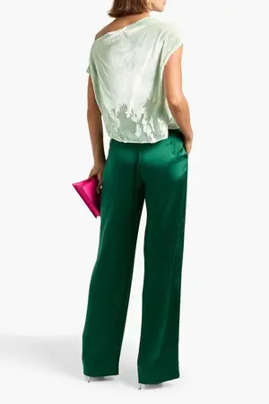 THE SEI One-shoulder Devoré Velvet Top - Mint