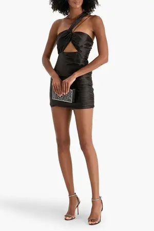 THE SEI Cutout Ruched Mini Dress - Black