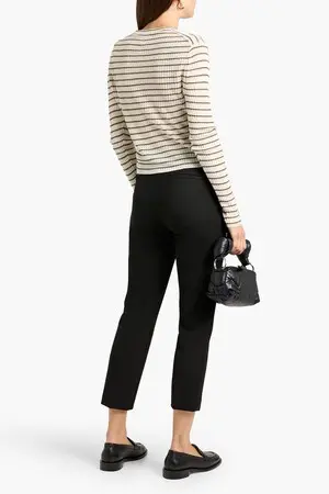 Theory Ribbed Striped Linen-blend Cardigan - Ecru