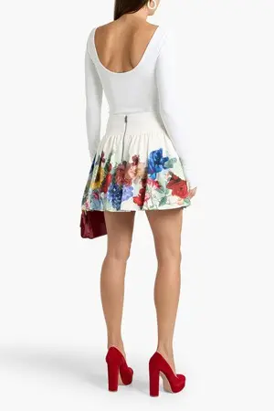 Alice + Olivia Floral-print Crepe Mini Skirt - Ivory