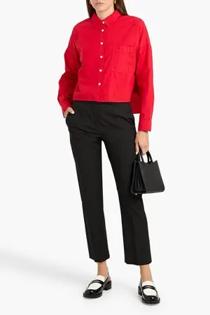 ALEX MILL Gemma Cropped Cotton-poplin Shirt - Red