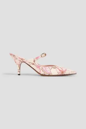 Zimmermann Paisley-print Canvas Mules - Ivory