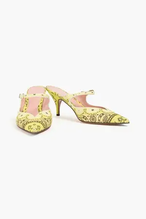 Zimmermann Paisley-print Canvas Mules - Yellow