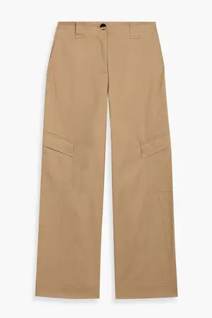 GANNI Herringbone Cotton-blend Wide-leg Pants