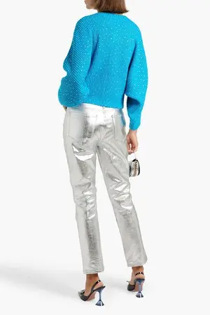 THE SEI Crystal-embellished Ribbed Cotton Sweater