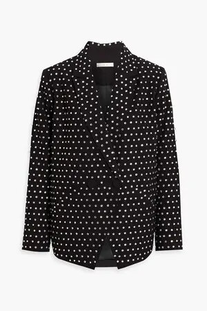 THE SEI Double-breasted Crystal-embellished Twill Blazer