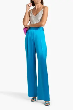 THE SEI Silk-satin Wide-leg Pants - Azure