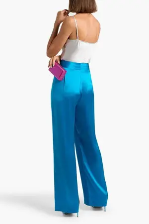 THE SEI Silk-satin Wide-leg Pants - Azure