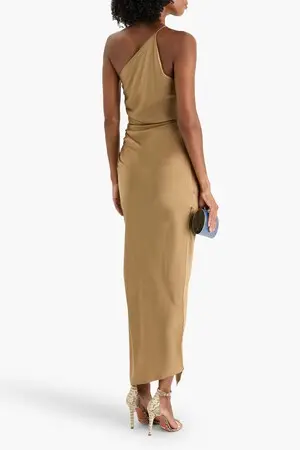 THE SEI One-shoulder Draped Silk-satin Maxi Dress