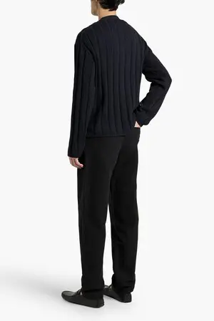 ALEX MILL James Ribbed Cotton And Linen-blend Cardigan - Navy