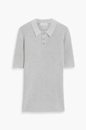ALEX MILL Jayce Ribbed Cotton And Linenblend Polo Shirt - Light Gray