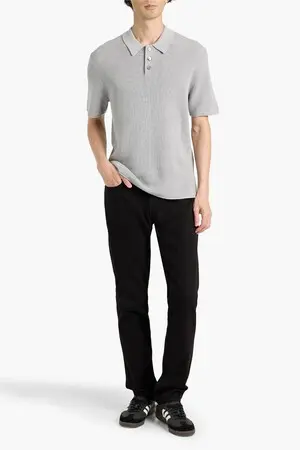 ALEX MILL Jayce Ribbed Cotton And Linenblend Polo Shirt - Light Gray