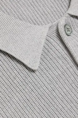 ALEX MILL Jayce Ribbed Cotton And Linenblend Polo Shirt - Light Gray