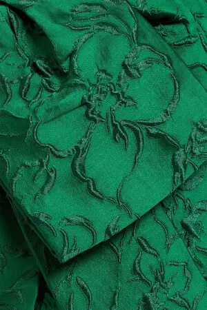 Badgley Mischka Strapless Bow-detailed Cloqué Midi Dress - Emerald
