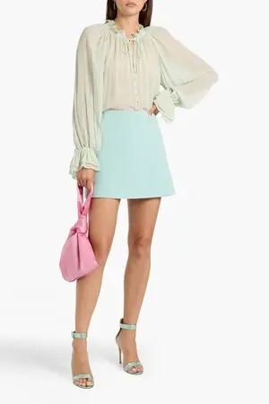 Alice + Olivia Josephine Ruffled Chiffon Blouse - Mint