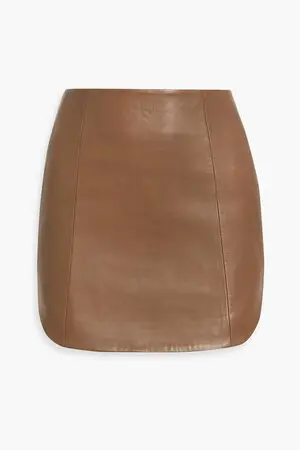 THE SEI Leather Mini Skirt - Brown