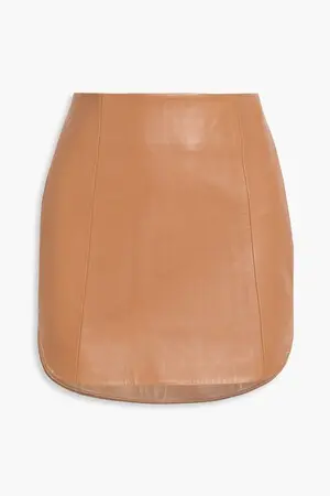 THE SEI Leather Mini Skirt - Camel