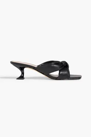 STUART WEITZMAN Playa 50 Knotted Padded Leather Mules - Black