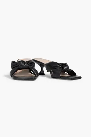 STUART WEITZMAN Playa 50 Knotted Padded Leather Mules - Black