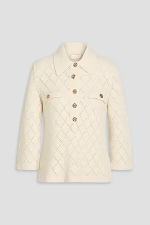 Zimmermann Pointelle-knit Polo Sweater