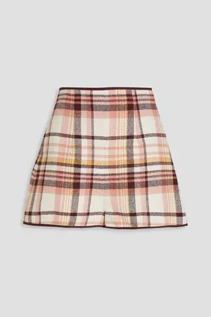 Zimmermann Checked Linen And Cotton-blend Tweed Mini Skirt