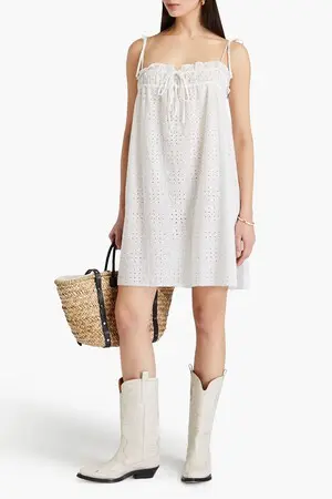 GANNI Ruffled Broderie Anglaise Cotton Coverup
