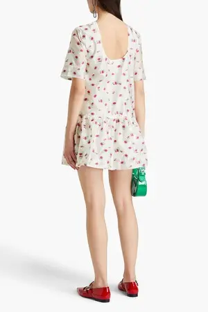 GANNI Embroidered Organza Mini Dress