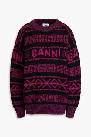 GANNI Jacquard-knit Wool Sweater