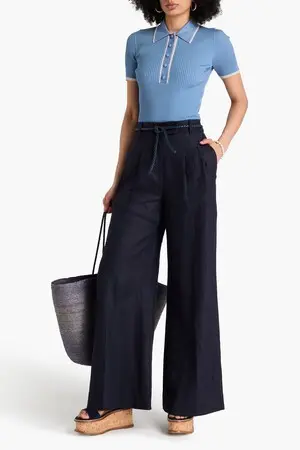 Zimmermann Linen Wide-leg Pants - Navy