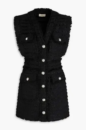 NICHOLAS Frayed Bouclé-tweed Mini Dress