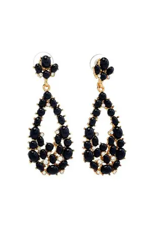 KENNETH JAY LANE Cabochon Teardrop Pierced Earrings - Black