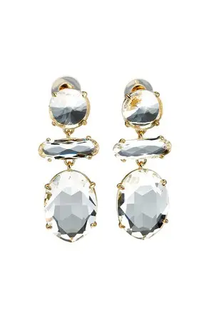 KENNETH JAY LANE Crystal Tri-Shape Drop Pierced Earrings