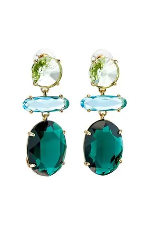 KENNETH JAY LANE Emerald Tri-shape Drop Pierced Earrings - Aqua