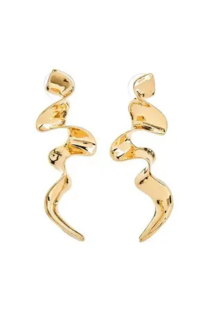 KENNETH JAY LANE Textured Swirl Drop Pierced Earrings - Gold
