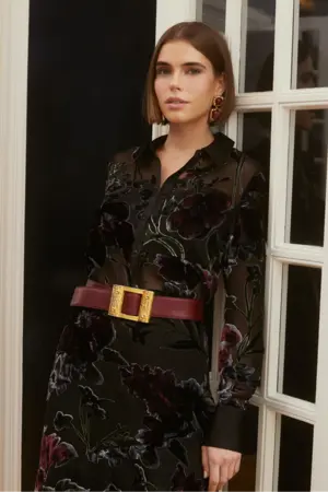 Allison Sade Velvet Chiffon Button-down Shirt
