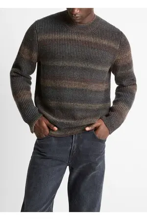 Vince Space-Dye Shaker Wool-Blend Sweater - Black