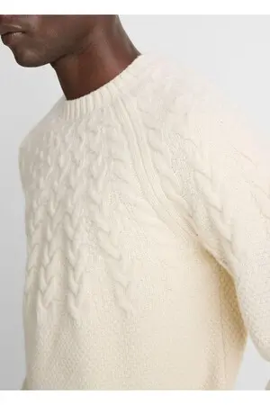 Vince Airspun Merino Wool Cable-yoke Sweater