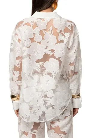 JLUXLABEL Embroidered Floral Button-up Shirt