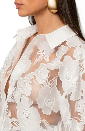 JLUXLABEL Embroidered Floral Button-up Shirt