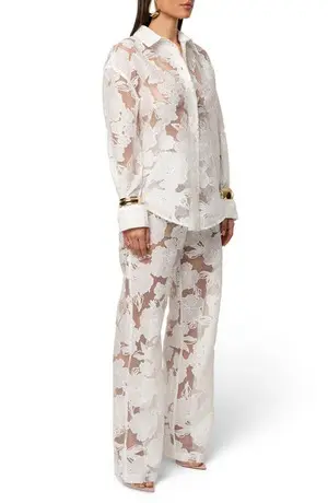 JLUXLABEL Embroidered Floral Button-up Shirt