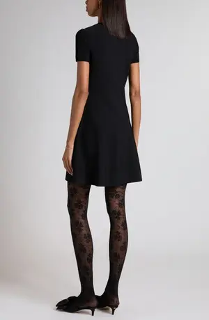Valentino Garavani Bow Detail Knit A-line Sweater Dress - Black/ivory